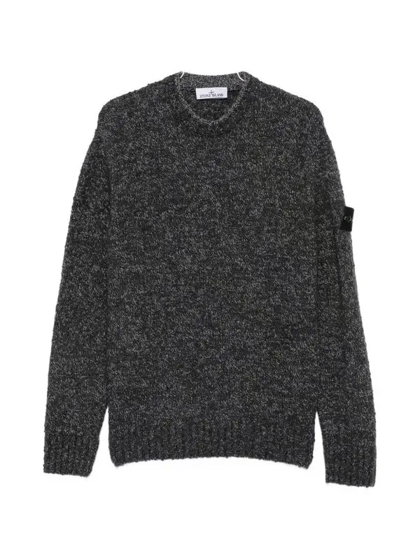 Stone Island Logo-patch Marl-knit Sweater