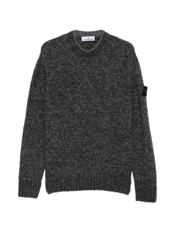 Stone Island Logo-patch Marl-knit Sweater - Grey