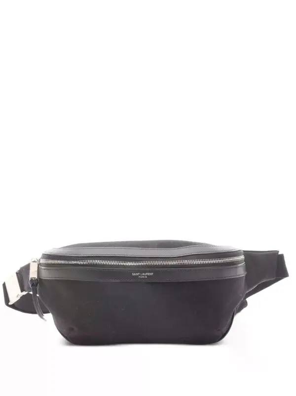 Saint Laurent 2010s Leather-trim Belt Bag - Black