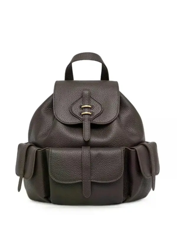 COCCINELLE Medium Mavery Pocket Pebbled Leather Multi-pocket Backpack - Brown