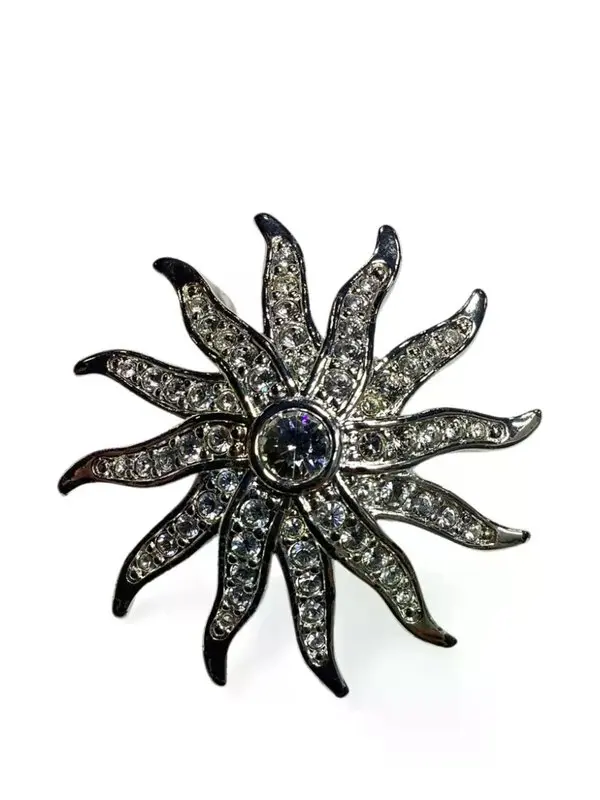 SWAROVSKI Crystal Sunburst Brooch - Silver