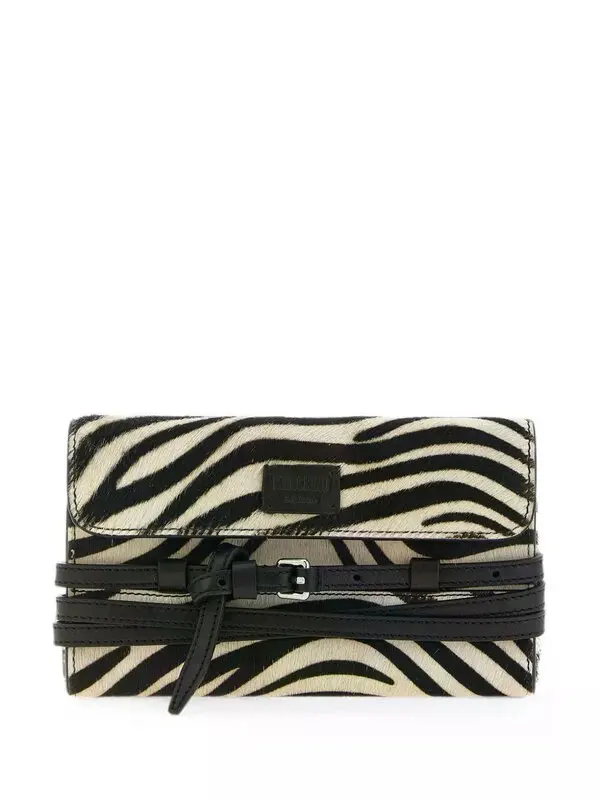 Moschino Zebra-print Tie Me Wallet On Chain - Neutrals