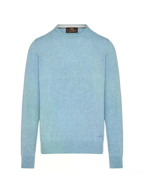 MANDELLI Logo-plaque Crew-neck Sweater - Blue