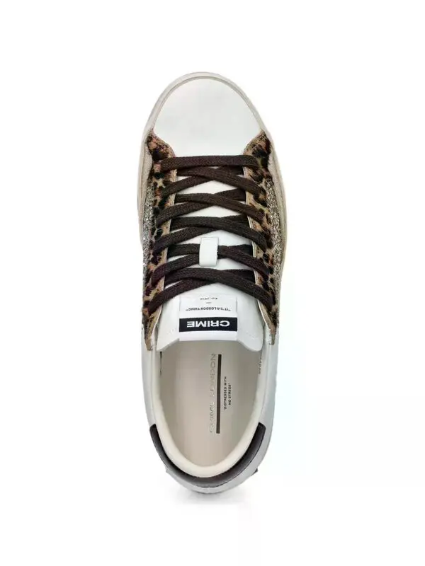 CRIME LONDON Distressed Glitter-panel Sneakers