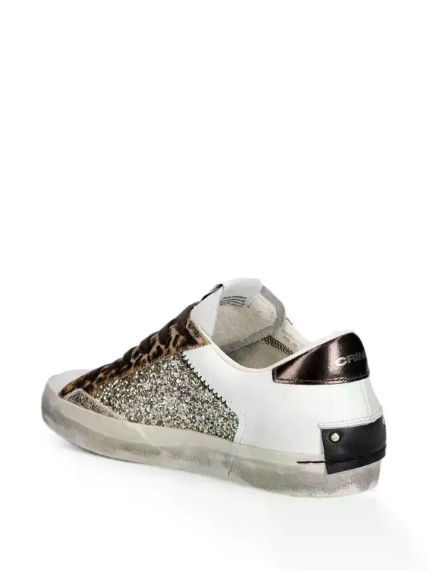 CRIME LONDON Distressed Glitter-panel Sneakers