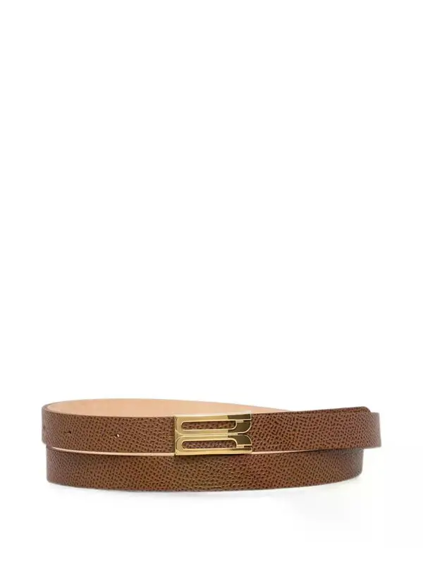 Victoria Beckham Logo-plaque Grained Belt - Brown