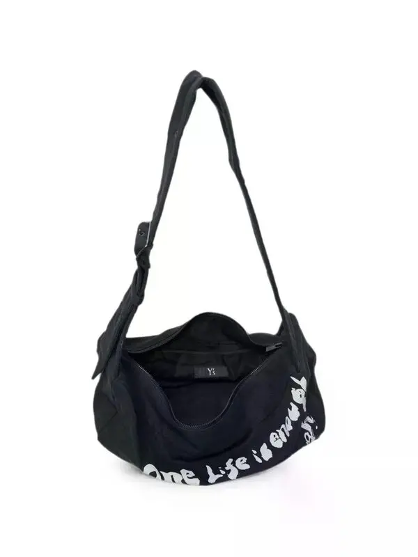 Y’s Graphic-print Box Shoulder Bag - Black