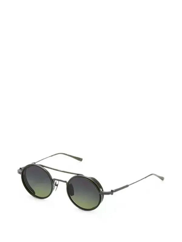 AKONI Eris Round-frame Iron Sunglasses - Black