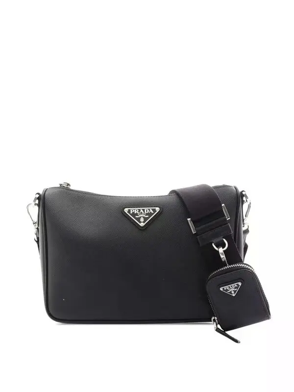 Prada 2013-2026 Saffiano Zip Top Crossbody Bag - Black