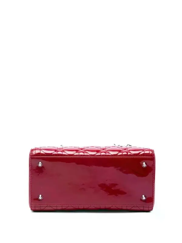 Dior 2015 Medium Patent Cannage Lady Satchel - Red