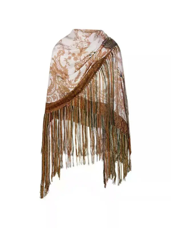 PIERRE-LOUIS MASCIA Fringed Floral-print Scarf - Neutrals