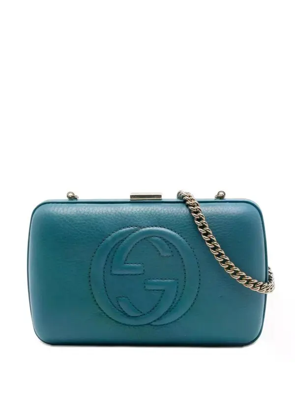 Gucci 2016-2026 Calfskin Soho Clutch On Chain Crossbody Bag - Blue