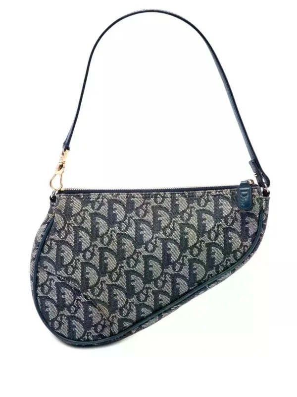 Dior 2000 Mini Diorissimo Canvas Saddle Pochette Shoulder Bag - Blue