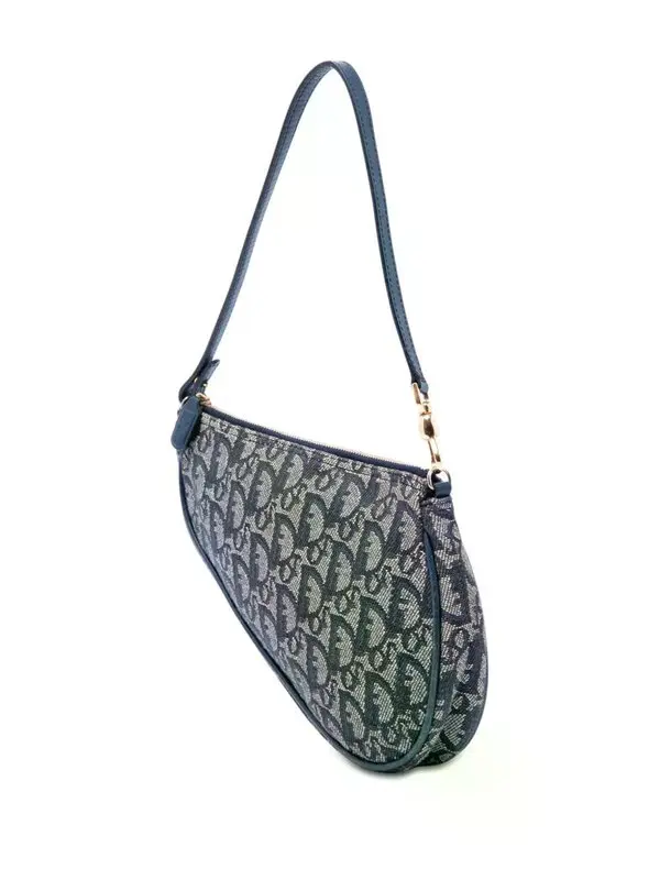 Dior 2000 Mini Diorissimo Canvas Saddle Pochette Shoulder Bag - Blue