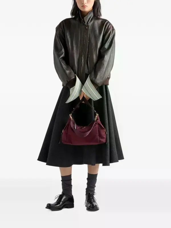 Prada Large Re-nylon And Leather Bag - Red