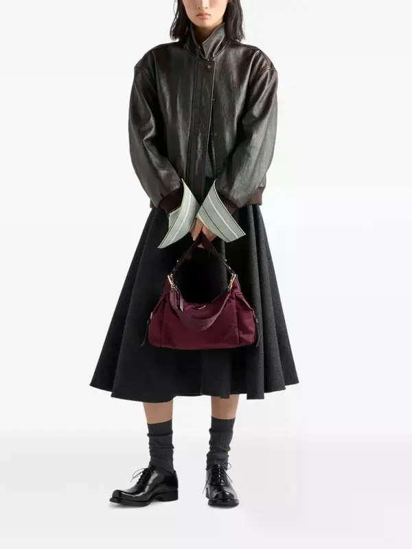 Prada Large Re-nylon And Leather Bag - Red