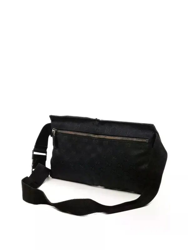 Gucci Gg Canvas Double Pocket Belt Bag - Black