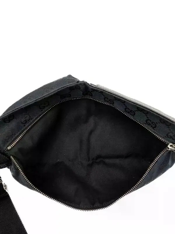 Gucci Gg Canvas Double Pocket Belt Bag - Black