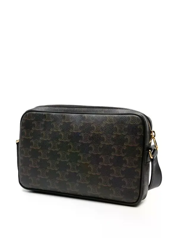 Celine 2022 Medium Triomphe Coated Canvas Logo Crossbody Bag - Black