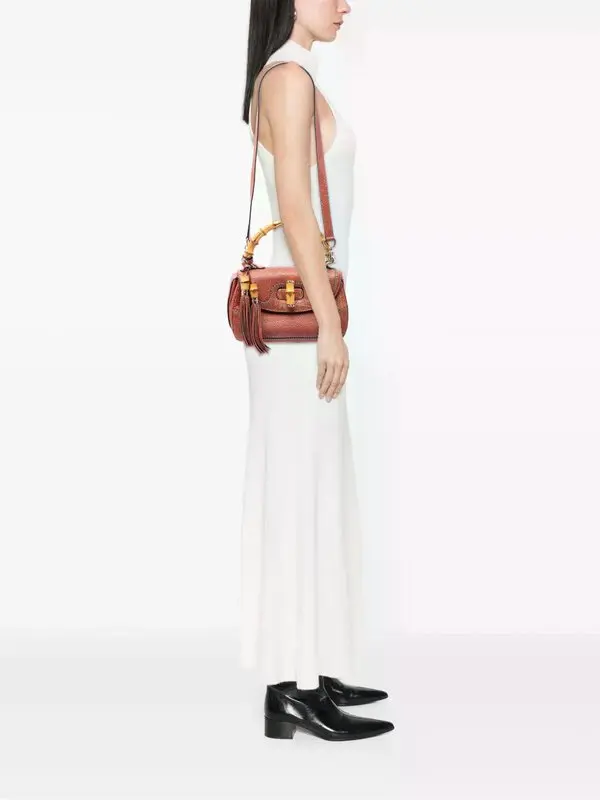 Gucci 2016-2026 Medium Leather New Bamboo Satchel - Red