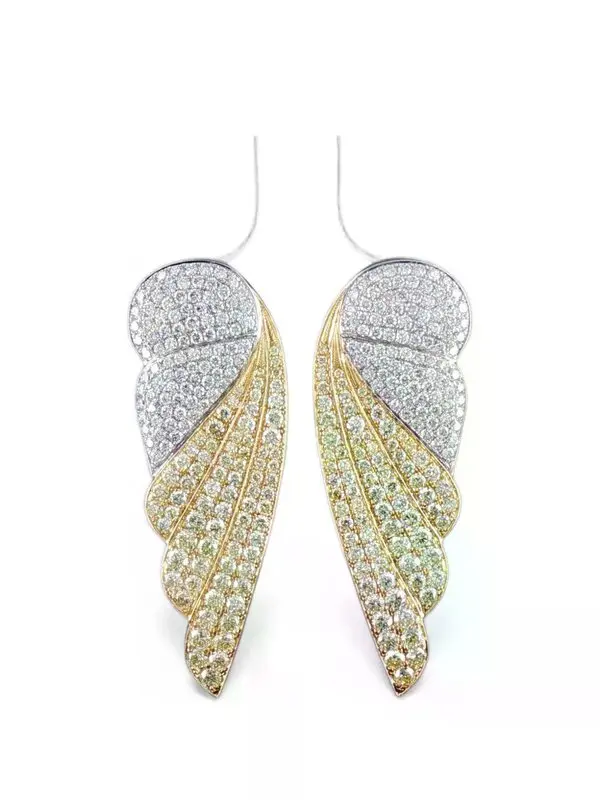 HYT JEWELRY Yellow And White Diamond Earrings - Silver