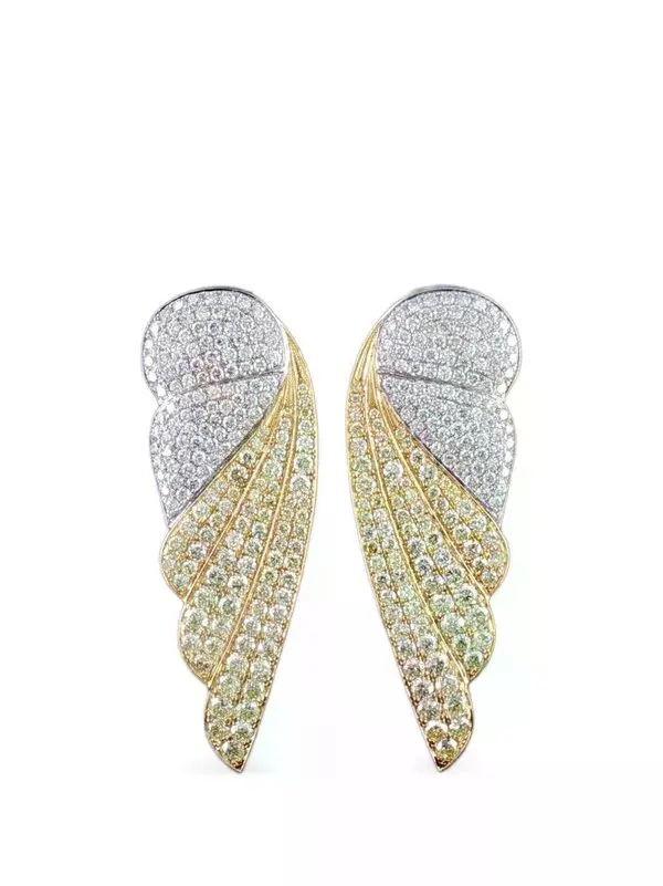 HYT JEWELRY Yellow And White Diamond Earrings - Silver