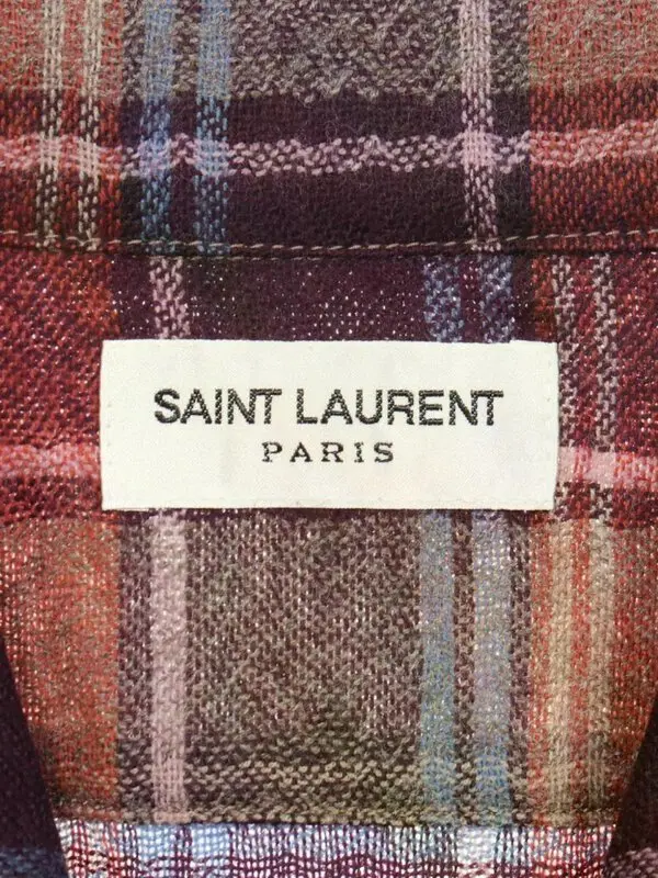 Saint Laurent Embroidered-logo Plaid Shirt