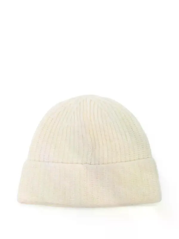 Stone Island Logo Patch Ribbed Knit Beanie