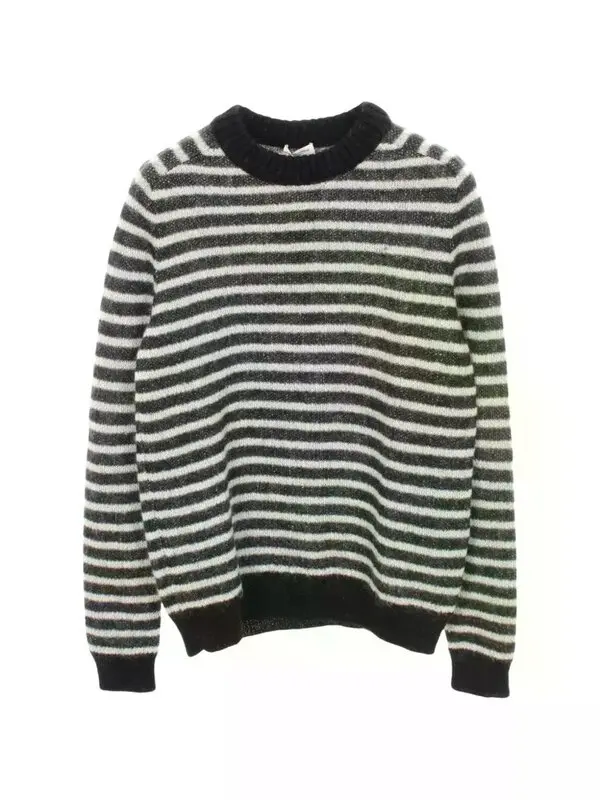 Saint Laurent Striped Crew-neck Sweater - Black