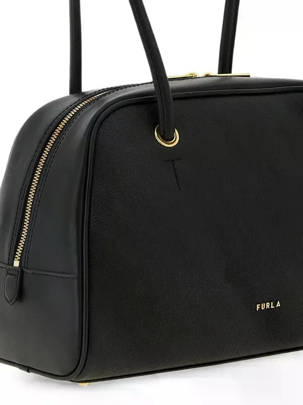 Furla Poppy Full-grain Leather Tote Bag - Black