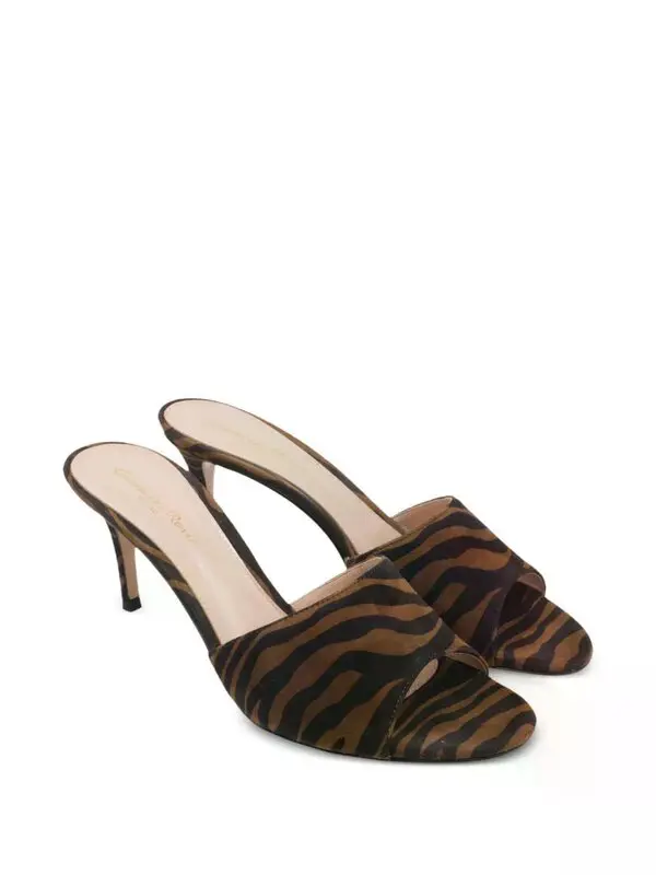 GIANVITO ROSSI Zebra-print Suede Mules - Brown