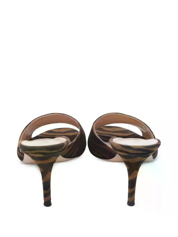 GIANVITO ROSSI Zebra-print Suede Mules - Brown
