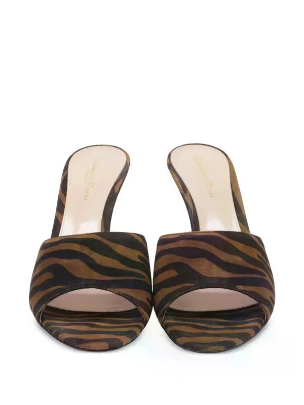 GIANVITO ROSSI Zebra-print Suede Mules - Brown