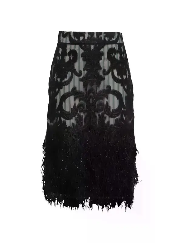 GANNI Striped Feather-trim Skirts