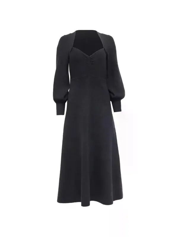 Sandro 2020s Sweetheart-neck Puff-sleeve Dress - Black