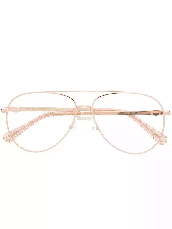 CHIARA FERRAGNI Logo-plaque Double-bridge Glasses - Gold