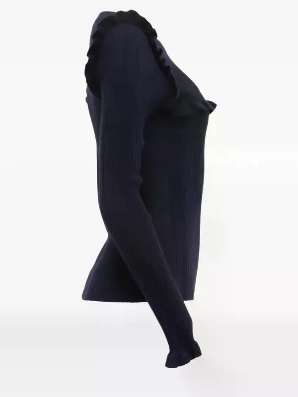 See By Chloé Ruffled Ribbed Sweater - Blue