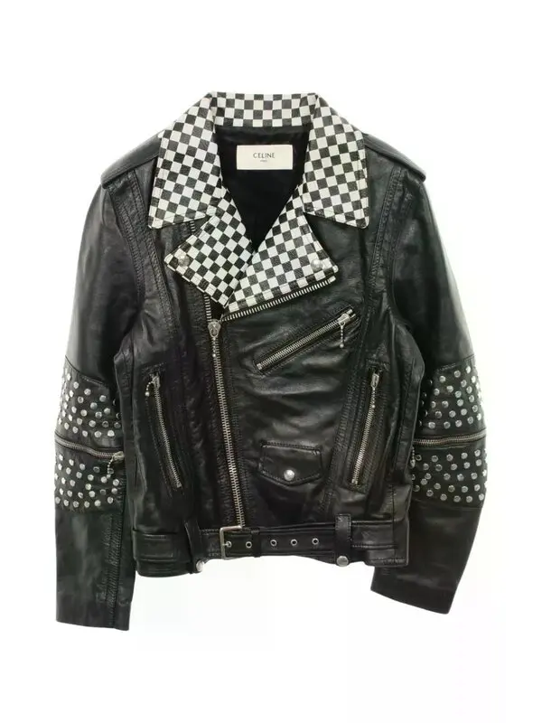 Celine 2010s Block-check Studded Jacket