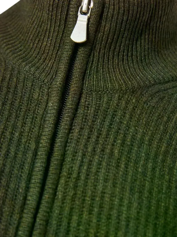 GRAN SASSO Ribbed-knit Zip-up Sweater