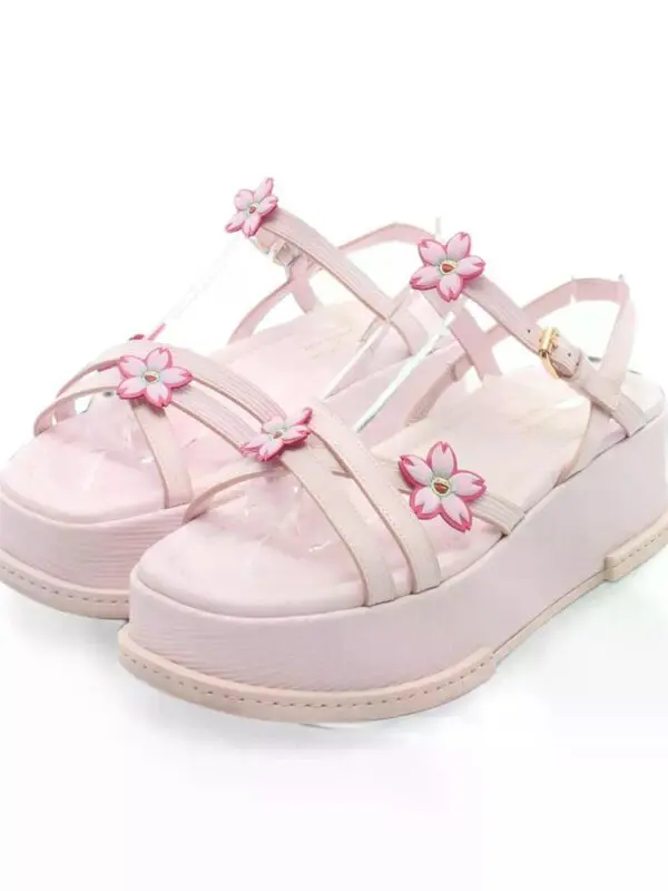 LOUIS VUITTON X Murakami 2010s Flower-detail Leather Sandals - Pink