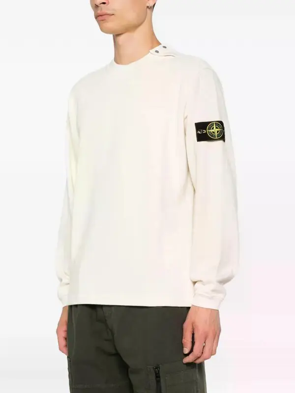 Stone Island Logo-patch Button-shoulder Sweater - Neutrals