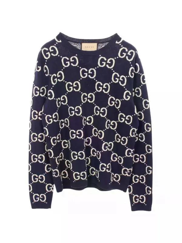 Gucci 2010s Gg-jacquard Sweater - Blue