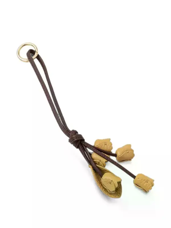 COCCINELLE Floral-detail Leather Keyring - Yellow