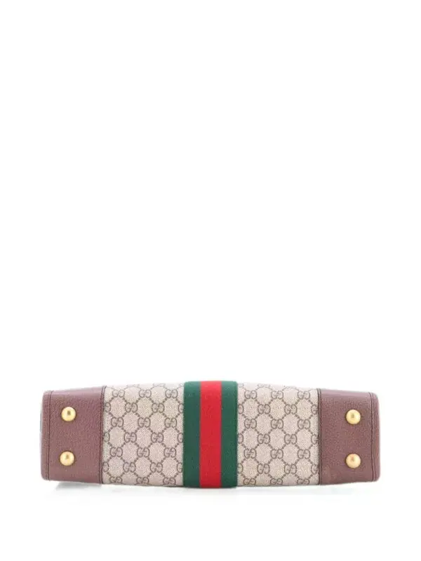 Gucci Ophidia Cut Out Handle Bag Gg Coated Canvas With Leather Large Satchel - Brown