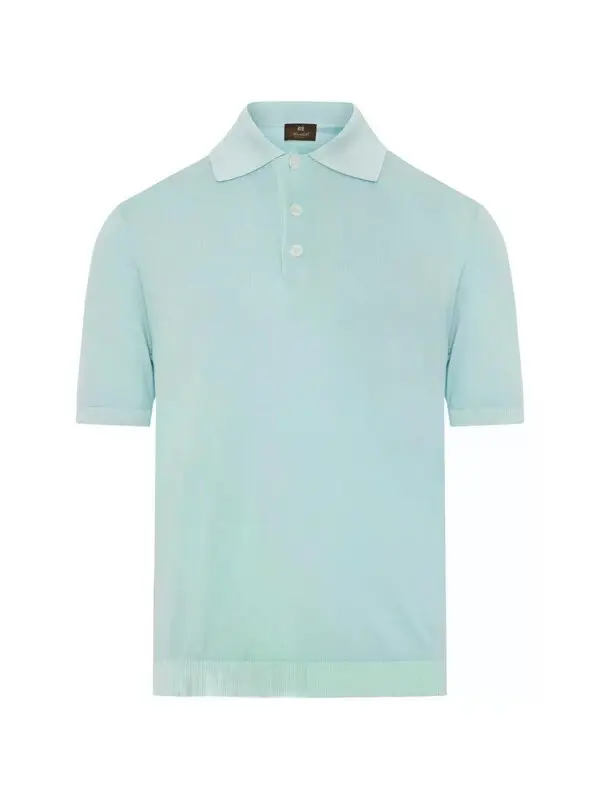 MANDELLI Short-sleeve Knitted Polo Shirt - Blue