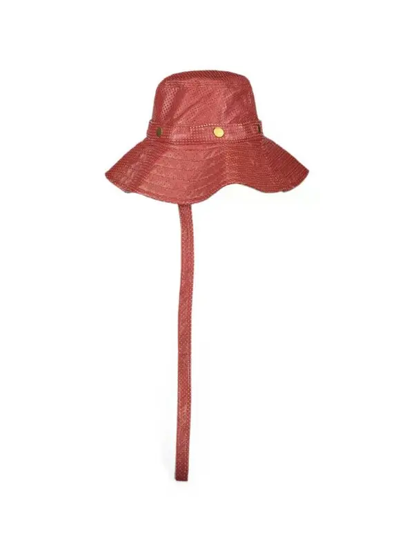 Cédric Charlier Perforated-design Bucket Hat - Red