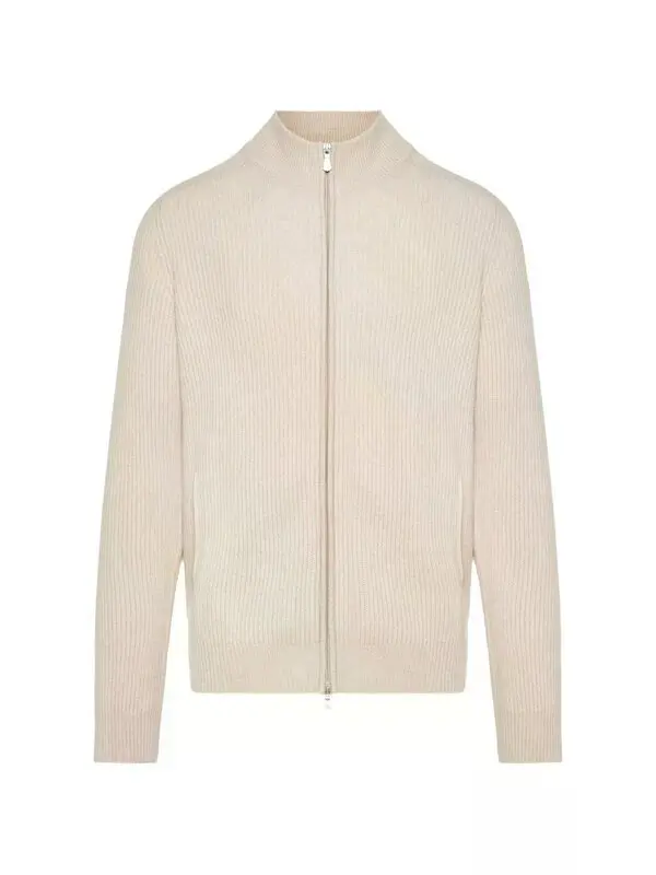 GRAN SASSO Ribbed-knit Zip-up Sweater - Neutrals