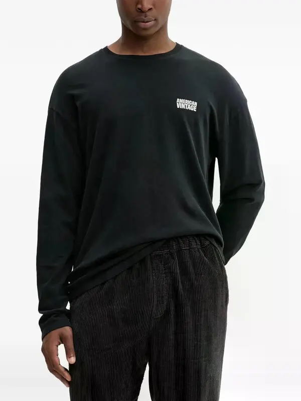 American Vintage Ykobow Logo-print Long-sleeve T-shirt - Black