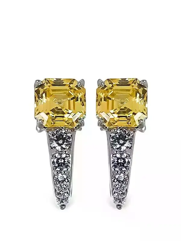 FANTASIA BY DESERIO Square-cut Cubic Zirconia Earrings - Silver
