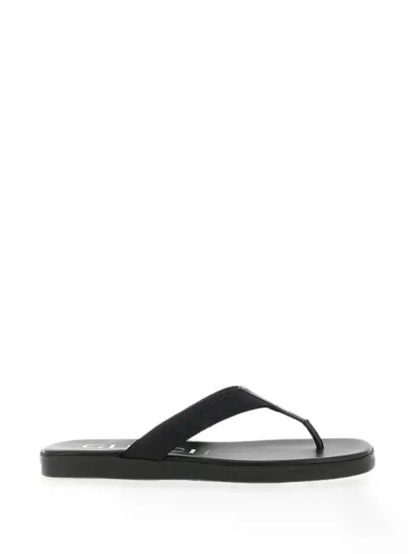 Gucci Logo-jacquard Leather-trim Sandals - Black